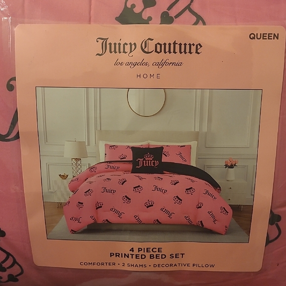 Juicy Couture | Bedding | Juicy Couture Pink 4pc Printed Bed Set Queen ...